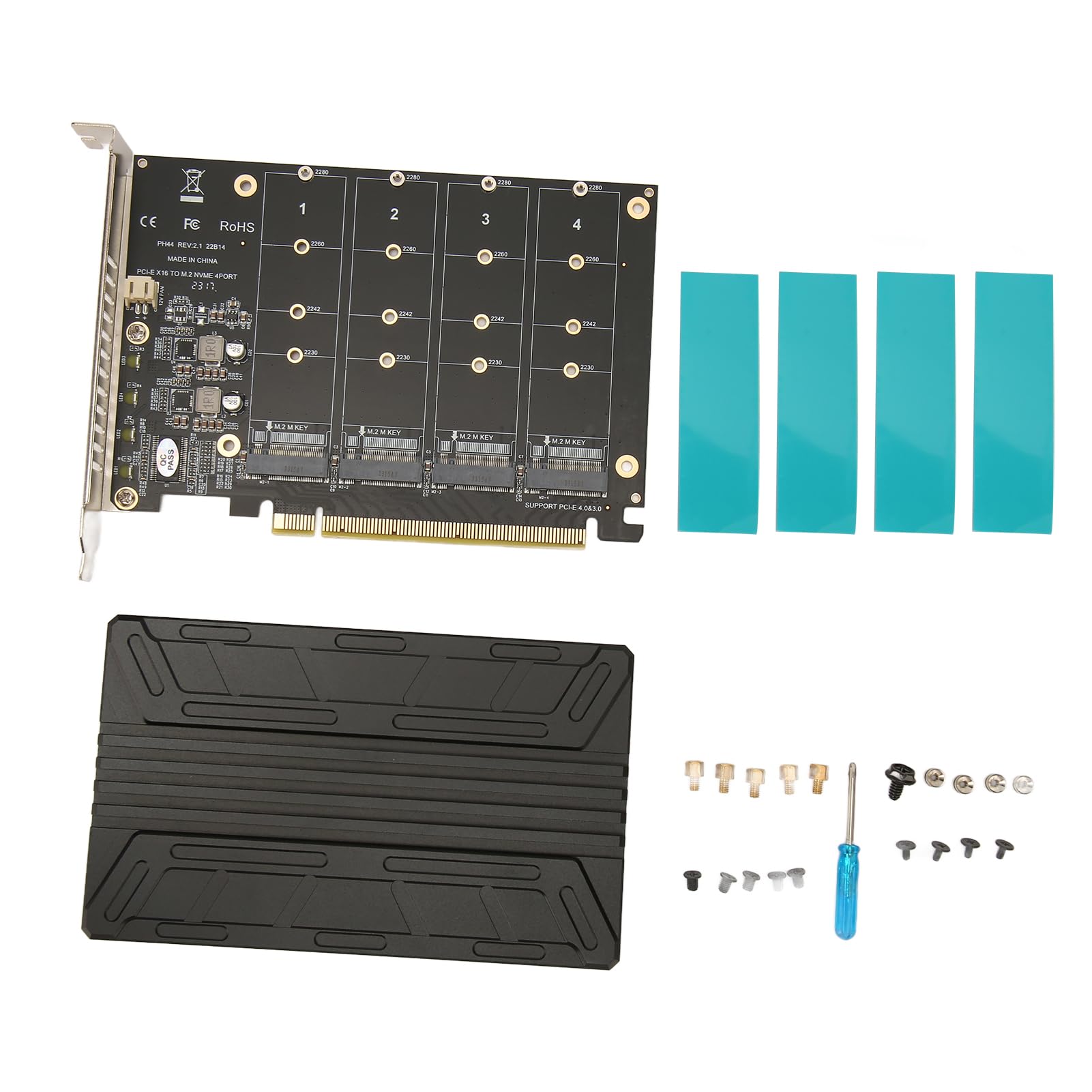 Amazon.com: Quad M.2 NVMe PCIe Adapter, High Speed 4x32Gbps M.2 NVME to ...