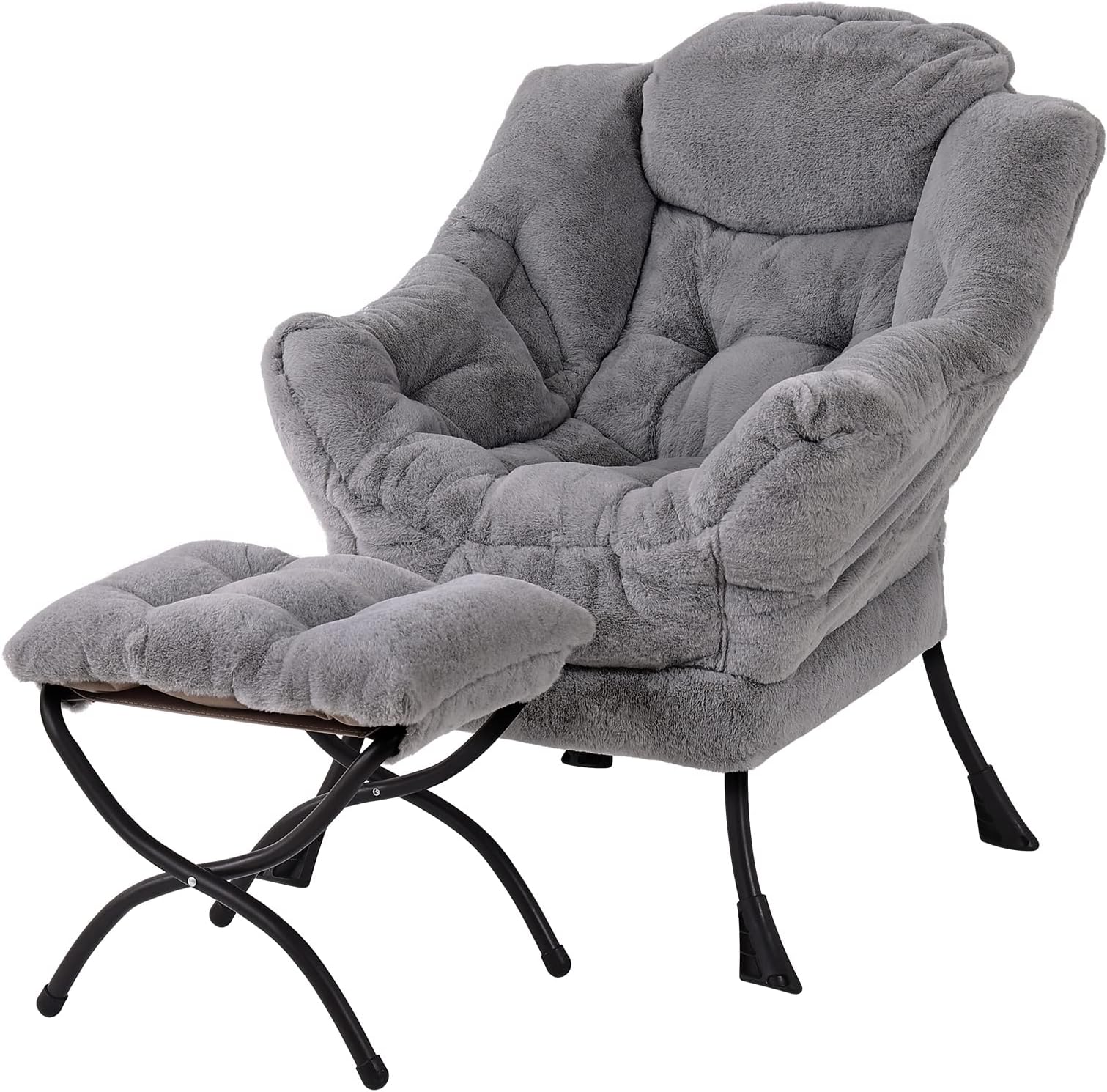 Welnow Lazy Chair with Ottoman, Modern Lounge Accent Chair with ...