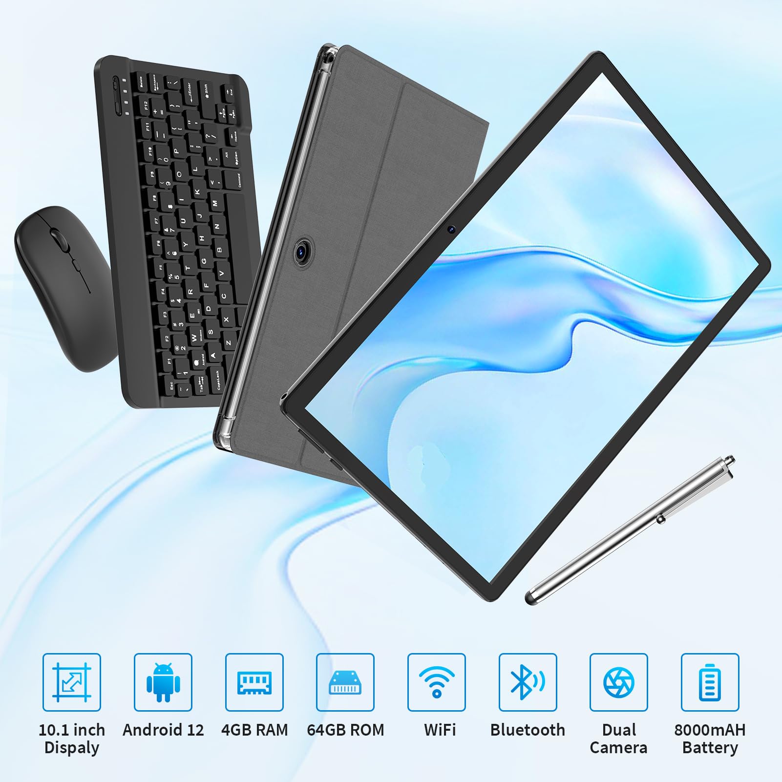 Snapklik.com : Android Tablet, 10 Inch Android 12 Tablet, 2 In 1 Tablet
