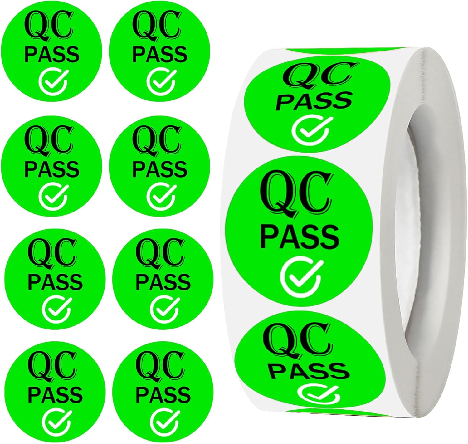 1 inch QC Labels Green Inventory Quality Control Stickers for Warehouse ...