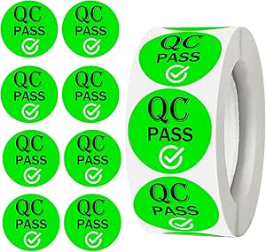 1 inch QC Labels Green Inventory Quality Control Stickers for Warehouse ...
