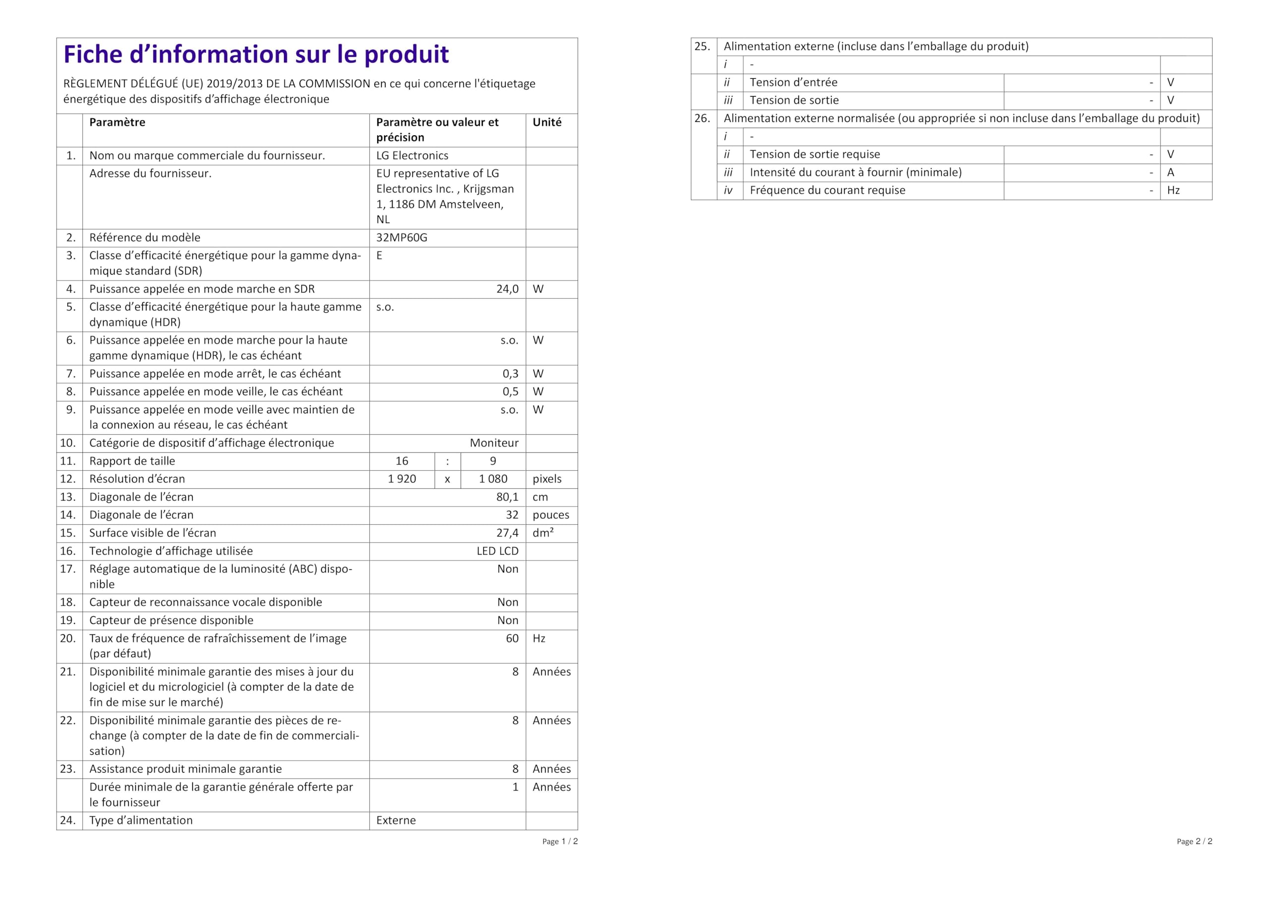 HP 32s Écran 31,5" Full HD IPS avec rétroéclairage LED (HDMI/VGA, 1920 ...