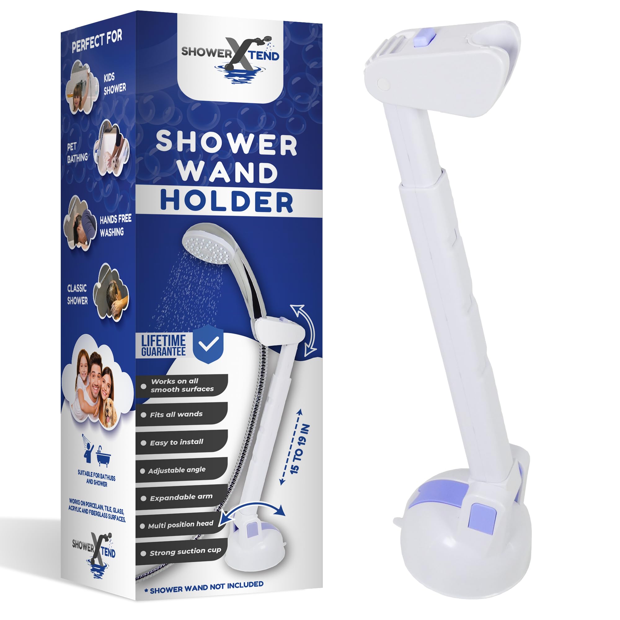ShowerXtend – Universal Fit, Adjustable Shower Wand Holder with Suction ...