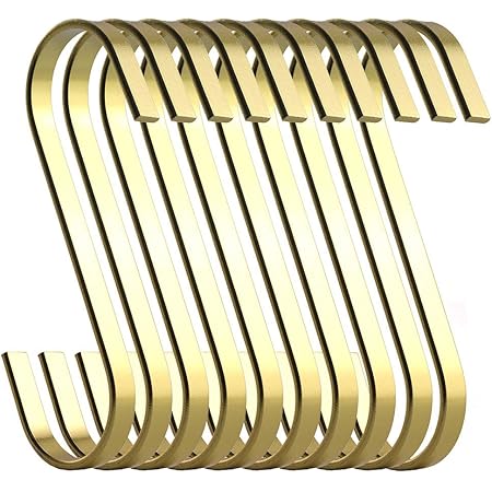 Amazon.com: 6 Pieces, Brass S Shaped Hooks, Gold Coat Clothes Towel ...