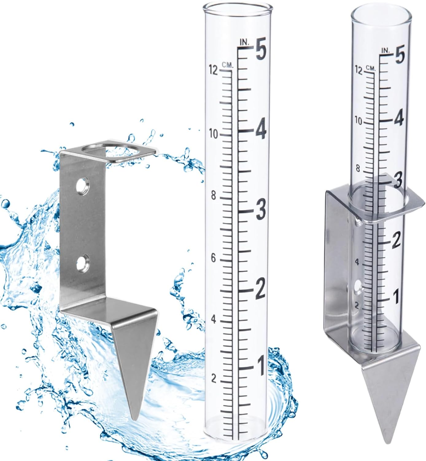 Rain Gauge Outdoor, 5" Capacity Plastic Rain Gauge Replacement Tube ...