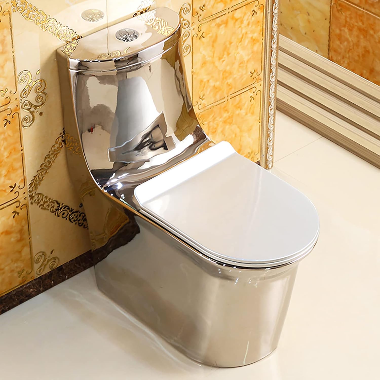 Dual Flush One Piece Toilet, Modern Creative Toilet With Soft Closing ...