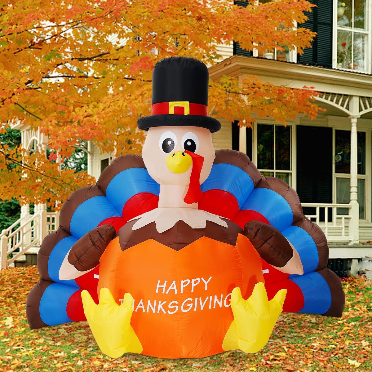 Amazon.com: 6.5FT Long Thanksgiving Inflatable Turkey with Pilgrim Tail ...