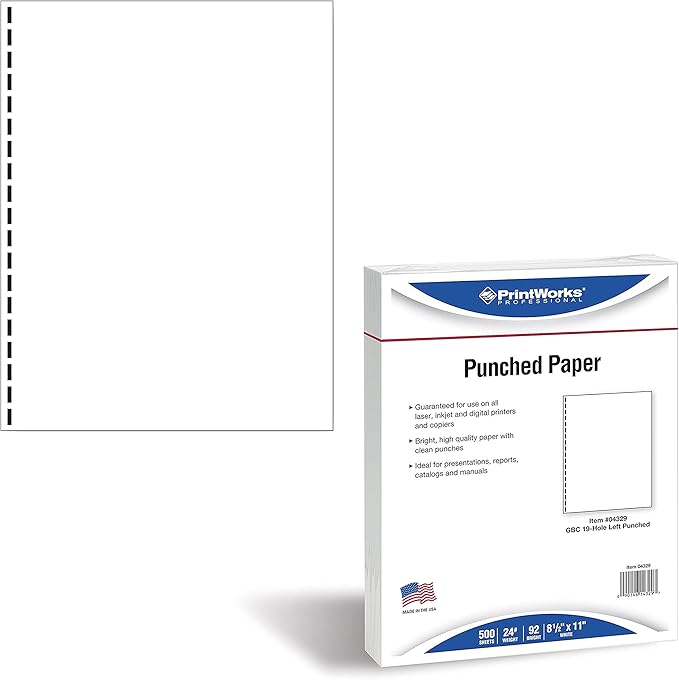 Amazon.com : PrintWorks Professional Prepunched Paper, 8.5 x 11, 24 lb ...