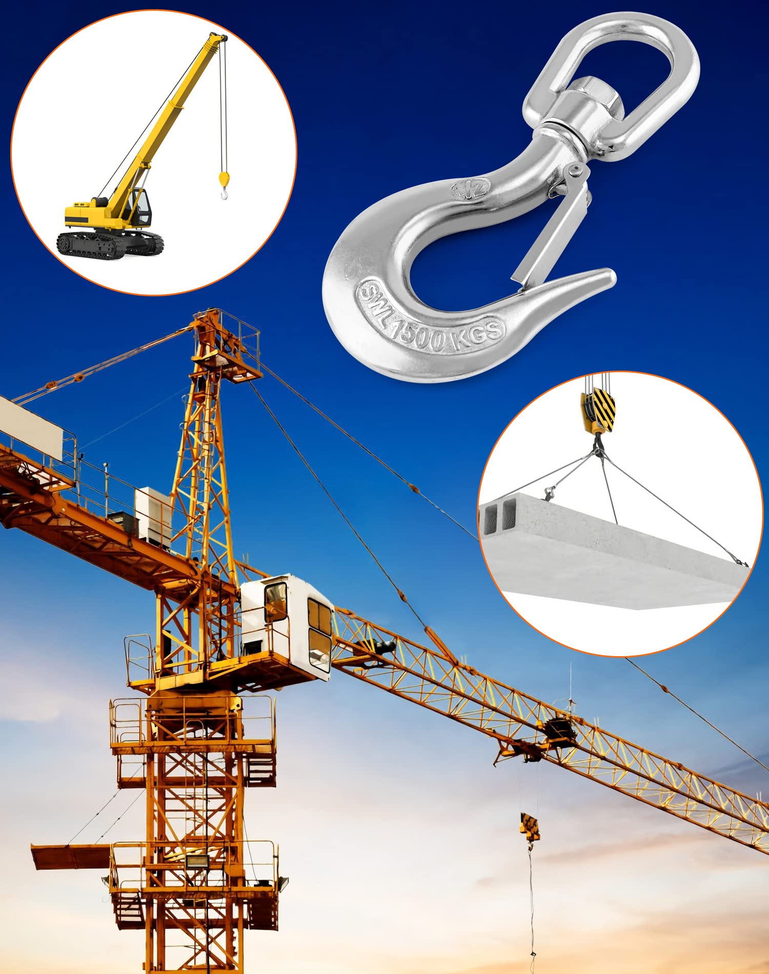 Snapklik.com : QWORK Slip Hooks, Swivel Lifting Hook, Clevis Hook ...