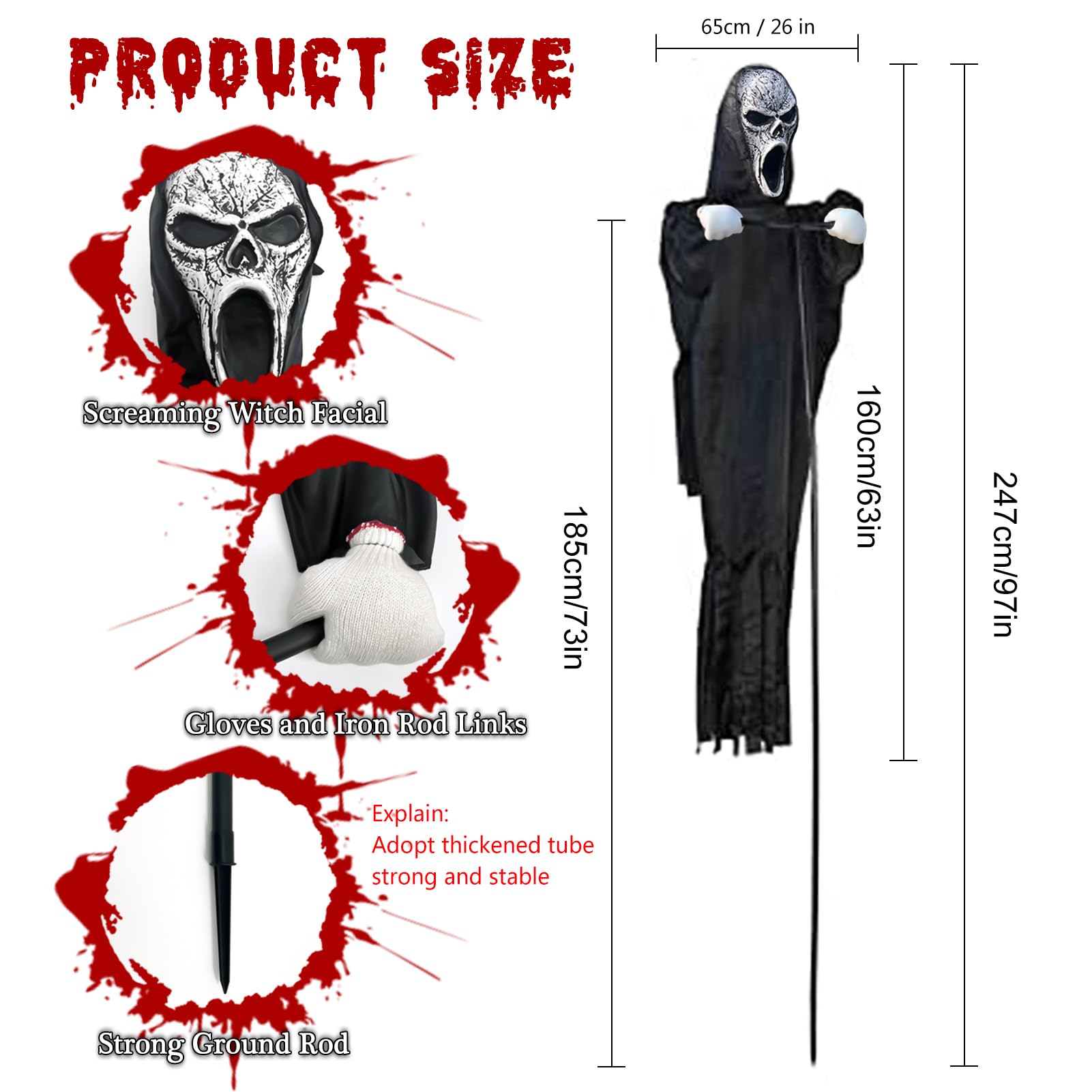 DUOLAM Halloween Scream Scarecrow Ghost Decorations: Scary Screaming ...