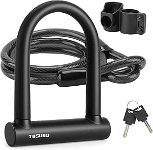Amazon.com: TOSUOD Oversized Bike U Lock Set Heavy Duty Anti Theft Bike ...
