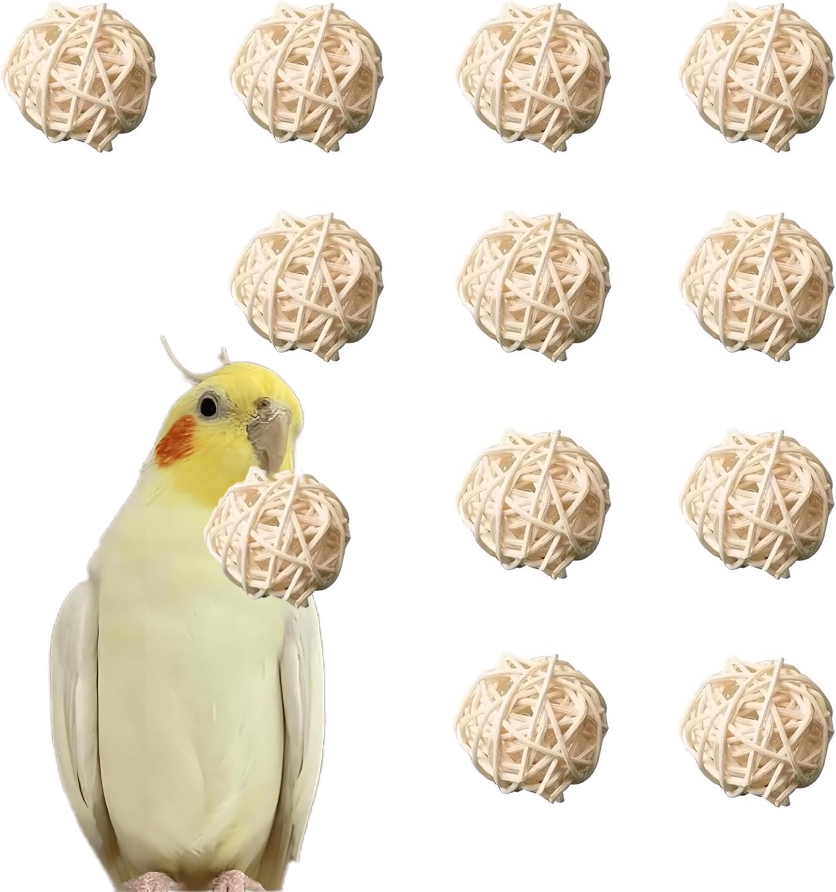 Chew Toys For Birds 30-Pack Rattan Chew Balls - Bird Toys For Parakeets ...