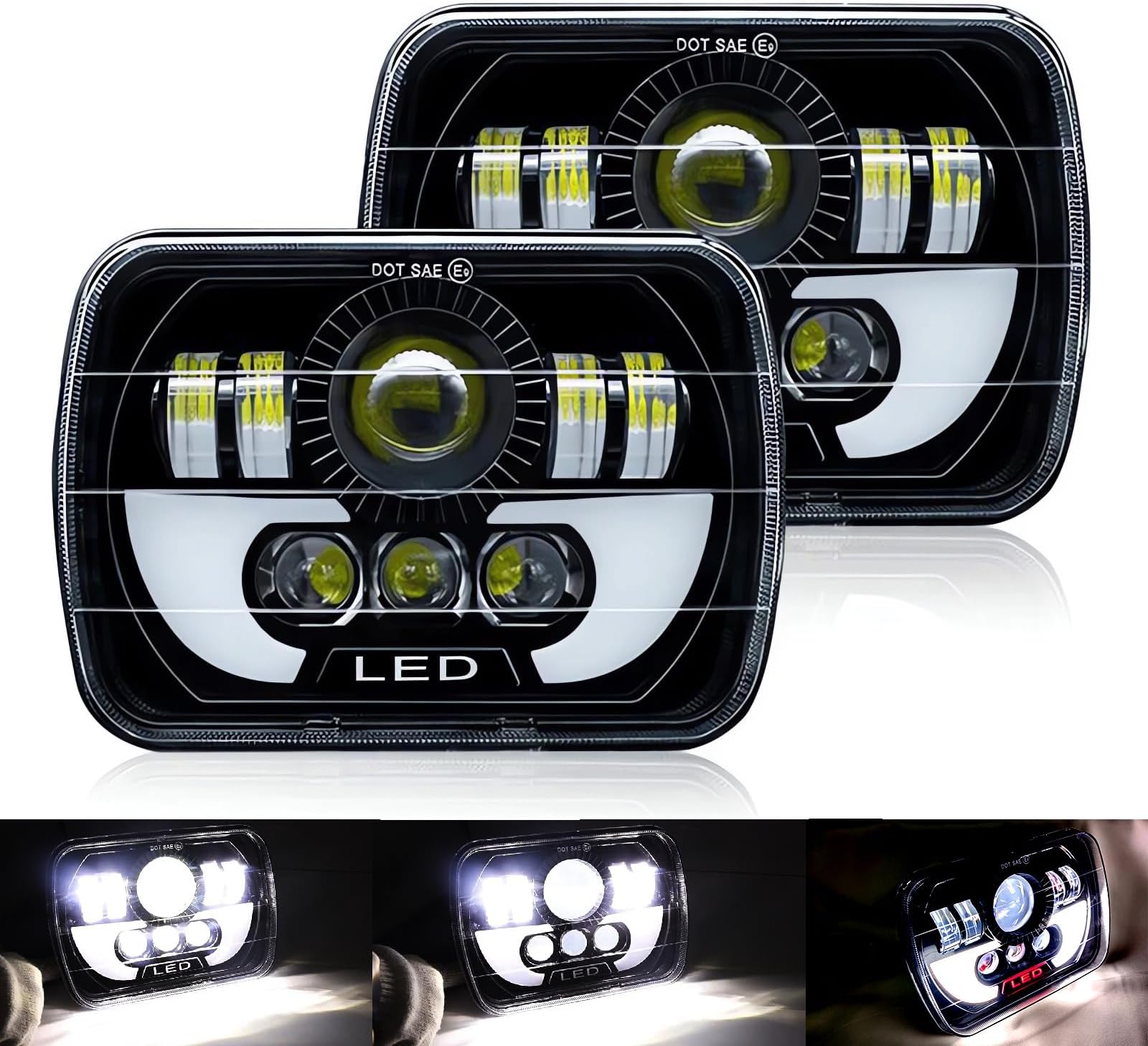 Amazon.com: UMGASOM 1Pair 180W 7x6 Led Headlights H5054 H6054 6052 6054 ...