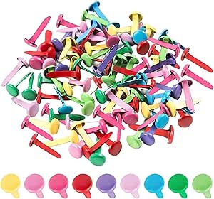 KMZ 100 PCS Multicolor Split Pins Round Metal Brad Fasteners Split Pin Mini Brads for DIY Crafts ...