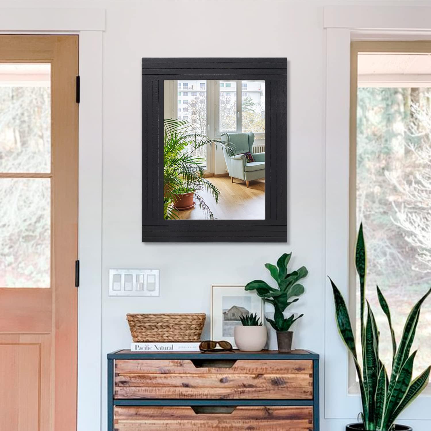 Decorative Mirrors SeekElegant 12 Inch Rustic Wood Mirror, Square Wall ...