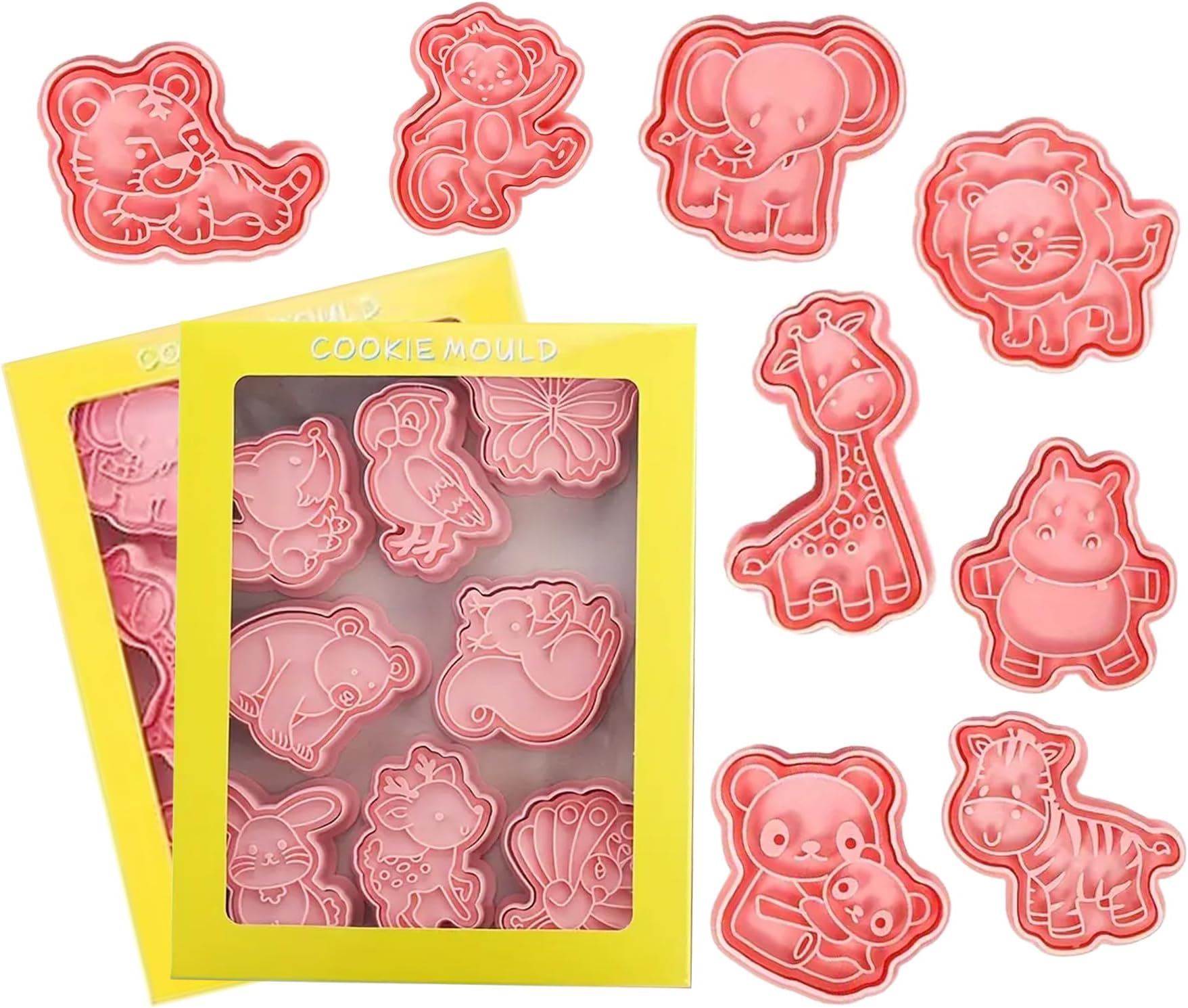 Amazon.com: 8PCS Animal Cookie Cutters with Plunger Stamps Set, 3D ...