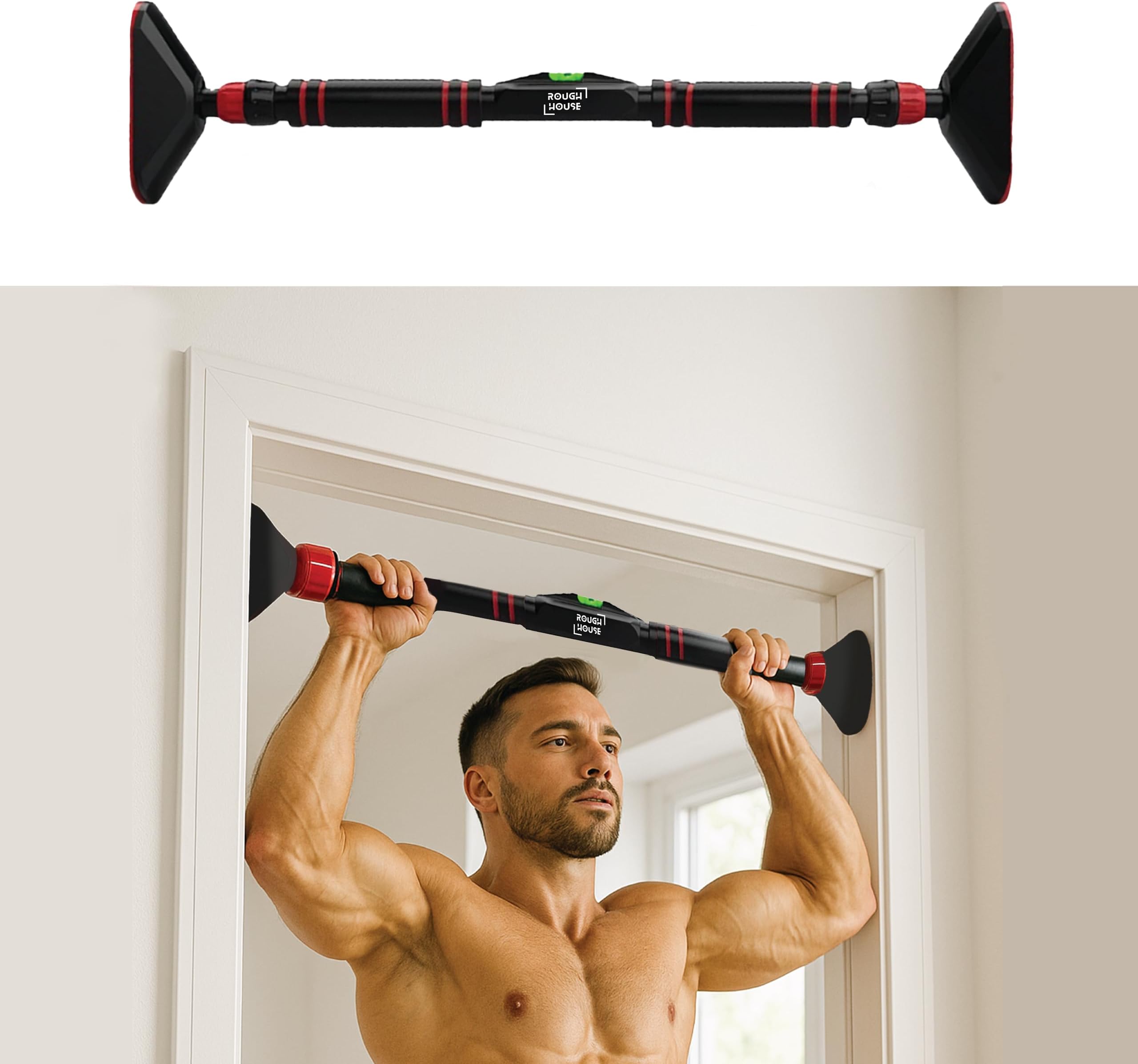 Roughhouse Adjustable Pull-Up Bar – No Drilling, Ultra-Secure Doorway ...