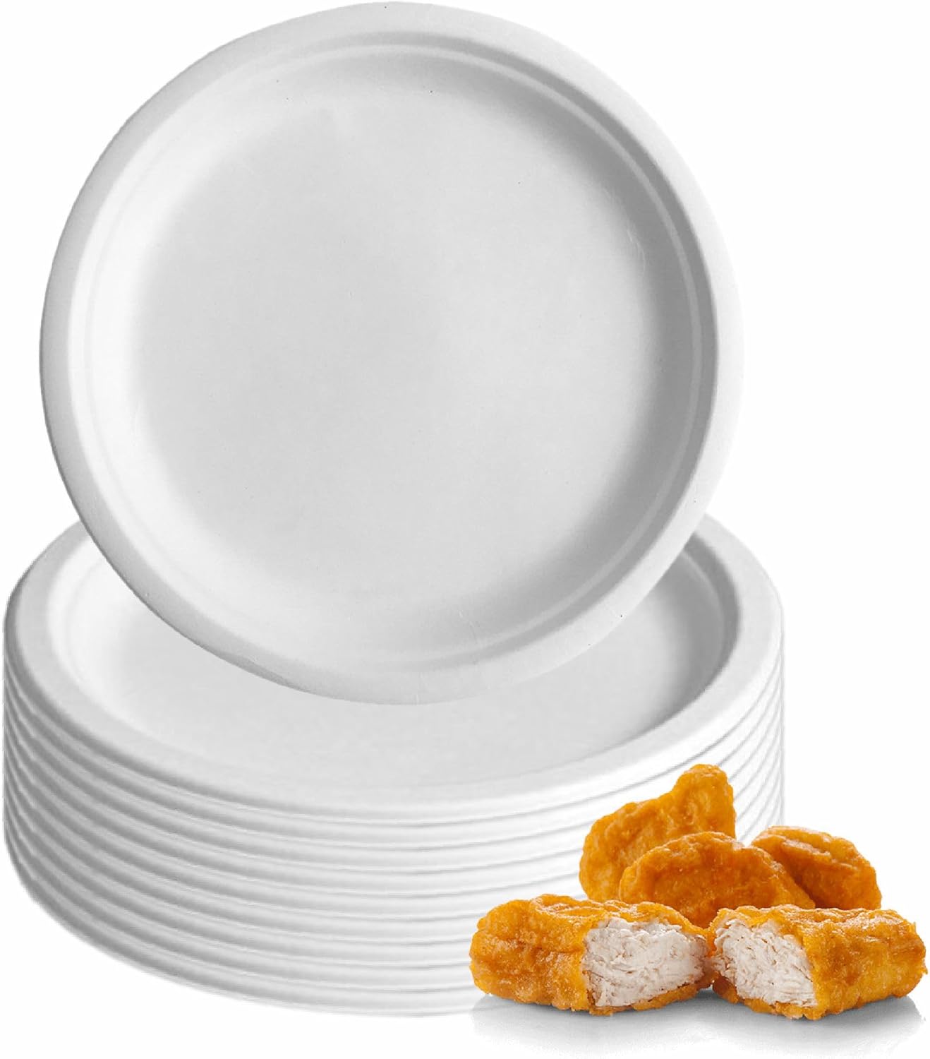 LORD C Bagasse Plates Super Rigid Paper Plates Heavy Duty Round ...