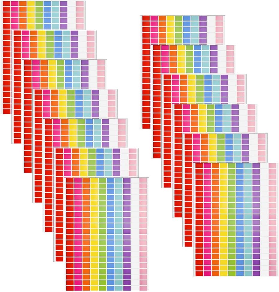 ADERTOS 3000 PCS Coloured Stickers - Small Rectangular Labels, 13x19mm ...