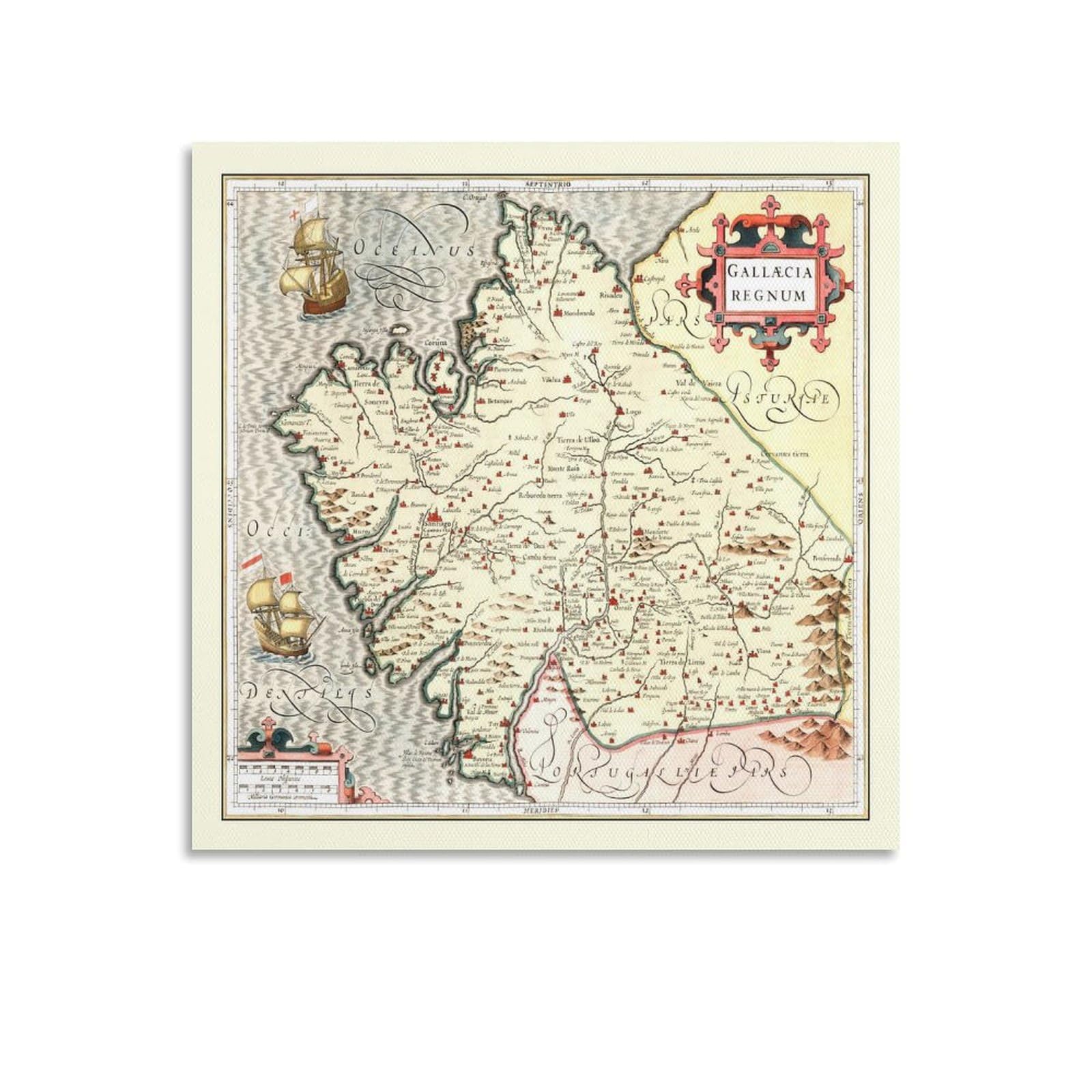 Amazon.com: Galicia Spain Map 1623 - Old Map of Galicia Spain Spain Art ...