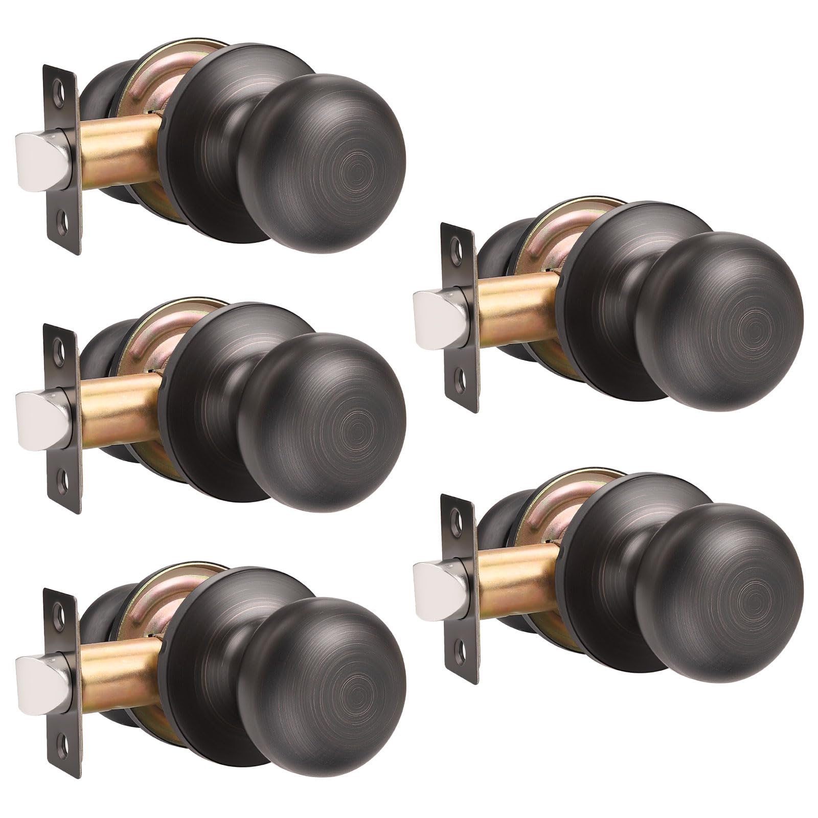 GOBEKOR 5 Pack Interior Door Knobs Closet Door Knobs Passage Door Knob ...