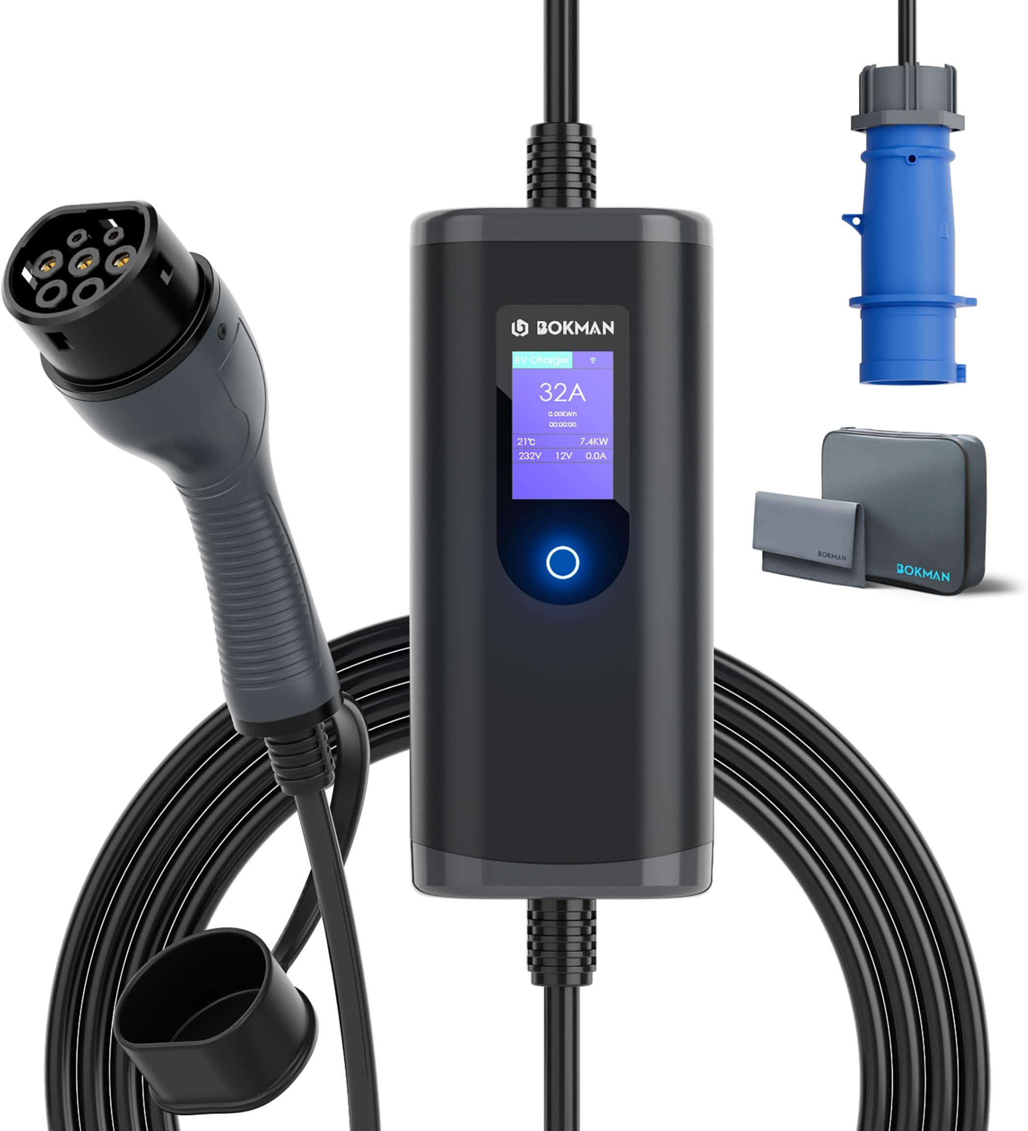 EVJUICION Chargeur Voiture Electrique CEE 7.2 KW, 8-32A Chargeur Type 2 ...