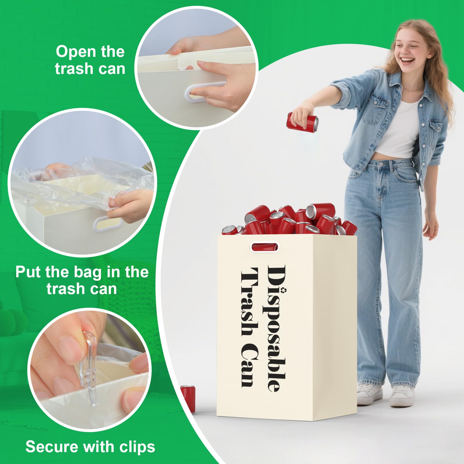 Garbage Can 13 Gallon With Lid Cardboard Trash Cans For Events 4 Pack ...