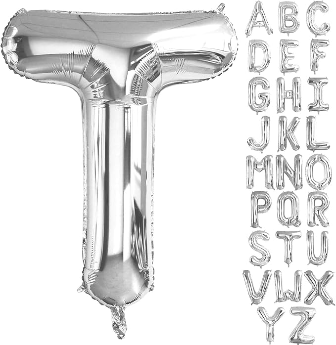 Amazon.com: Lovoir 40 Inch Large Silver Letter T Balloons Big Size ...