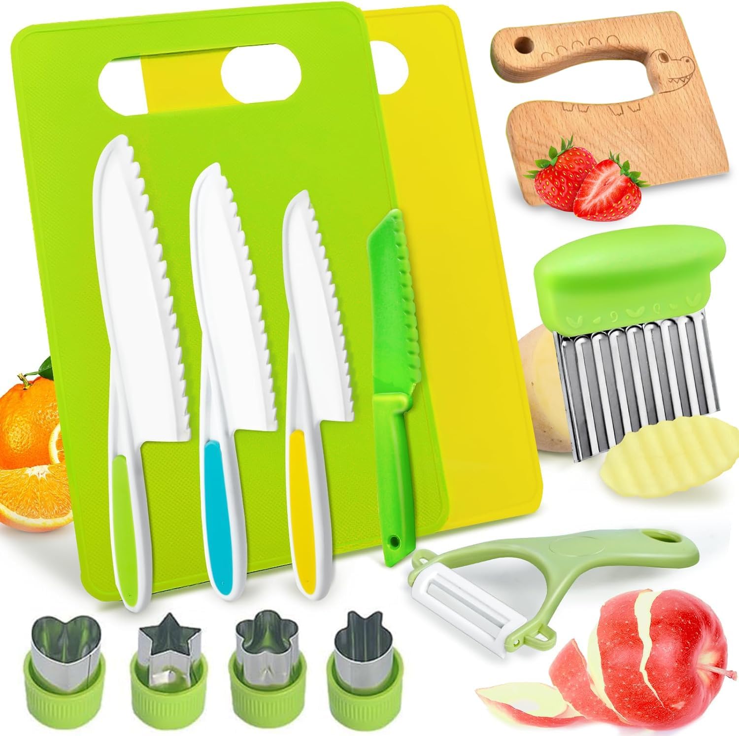 Kids Safe Knife Set, 13 Pieces Montessori Kitchen Tools for Toddlers ...