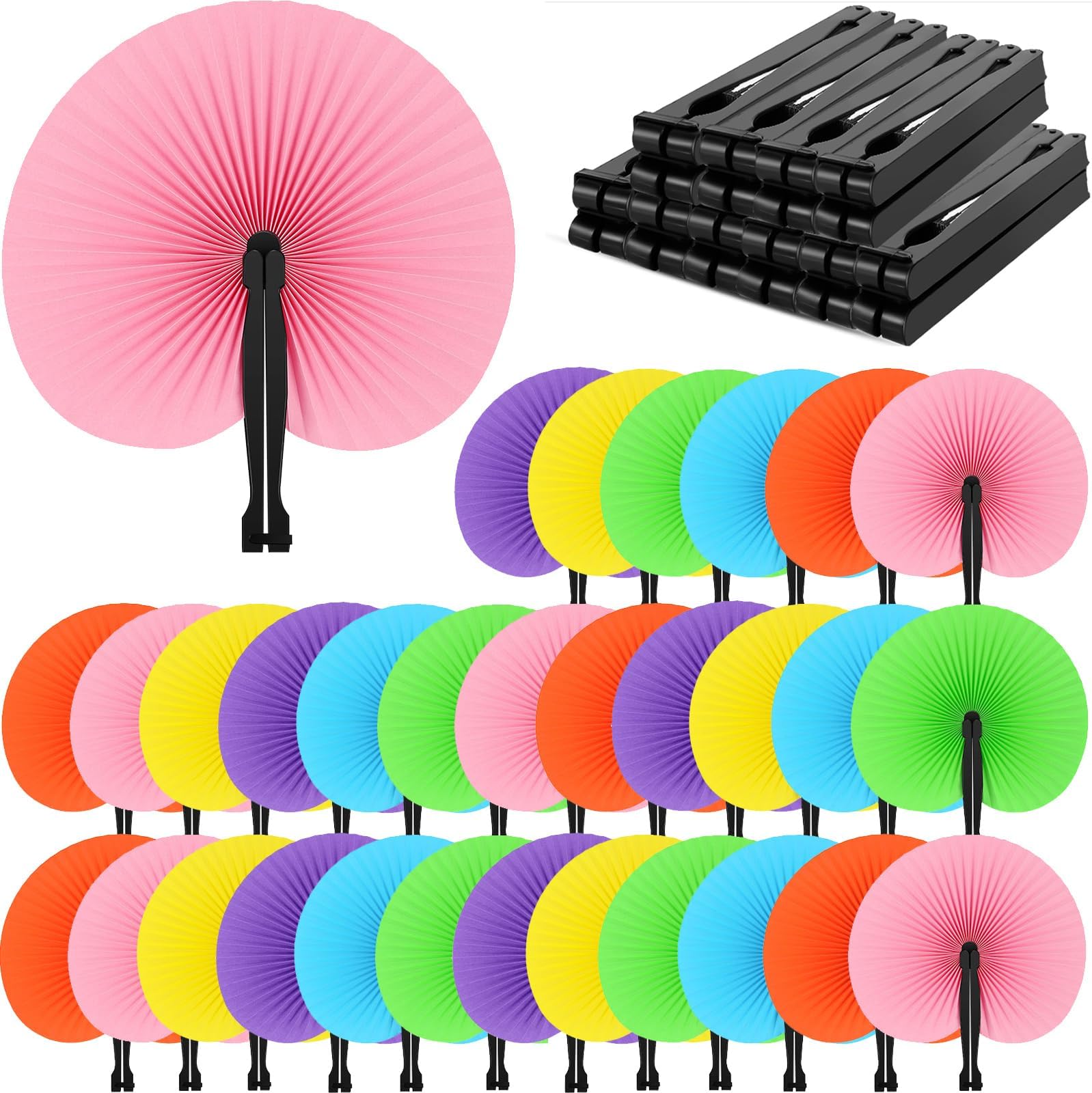 Amazon.com: Chunful Multicolor Folding Fan Hand Held Fan Bamboo Paper ...