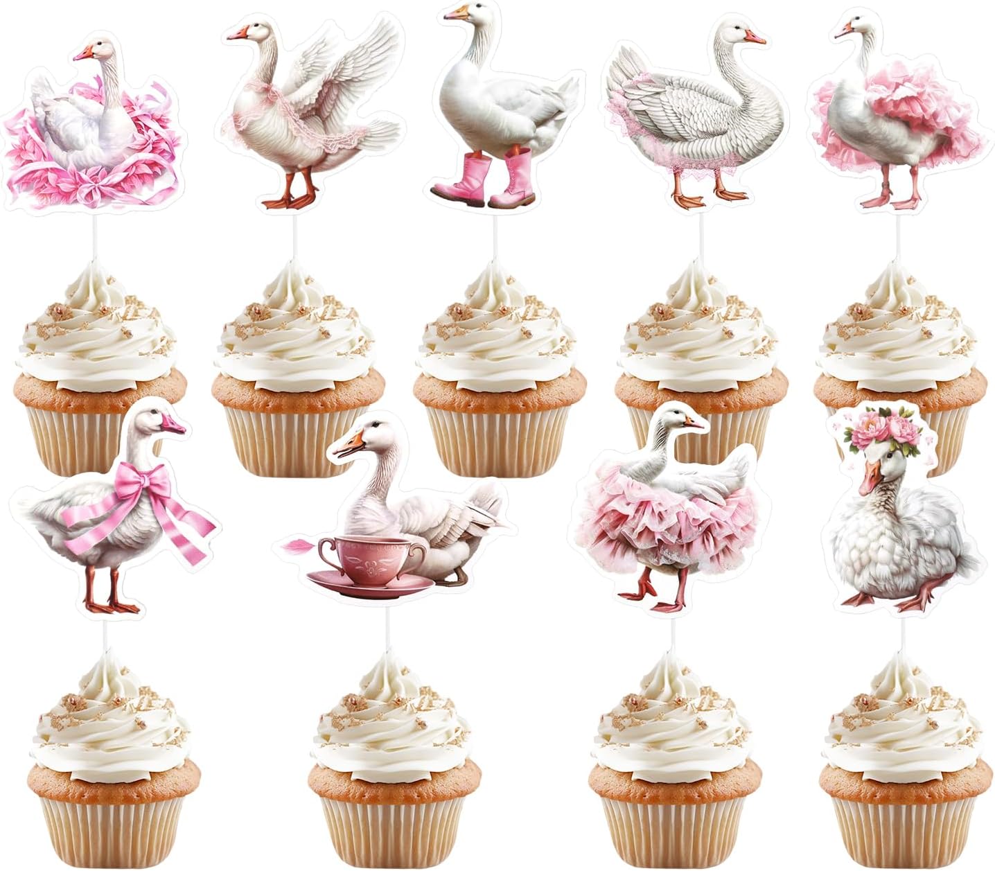 Amazon.com: 36pcs Silly Goose Cupcake Topper, Adorable Goose Birthday ...