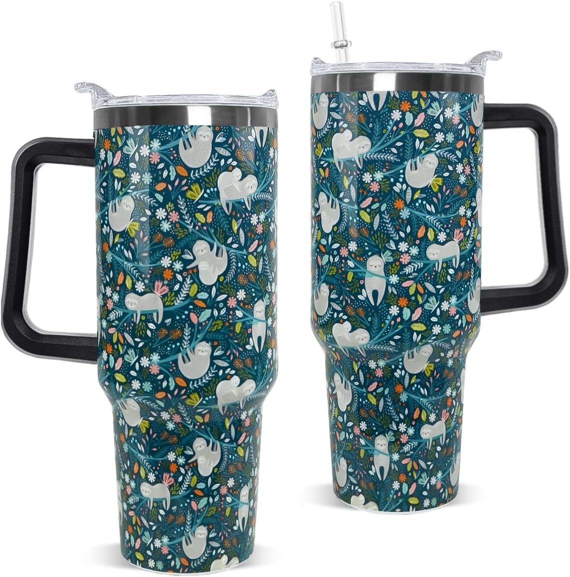 Amazon.com | Nqhsionv Sloth Tumbler with Handle and Straw 40 OZ Cute ...