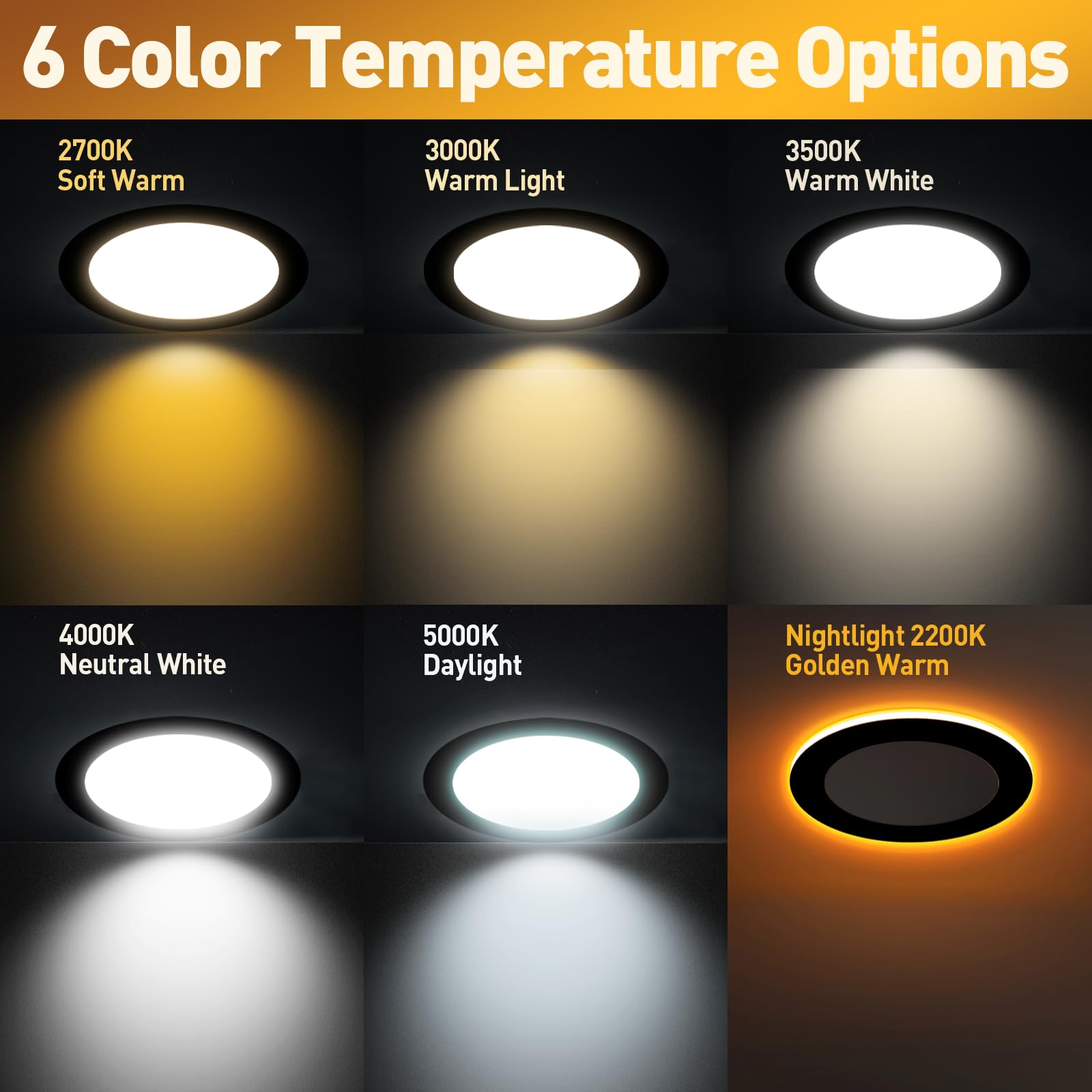 Snapklik.com : Rollin Light 6 Pack 6 Inch Canless LED Recessed Lighting