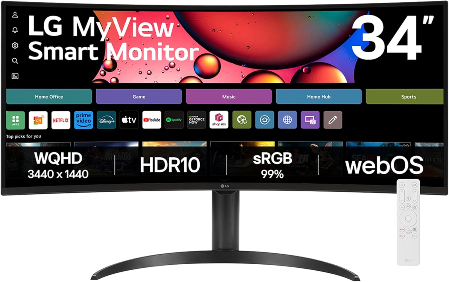 LG MyView Smart Monitor 34SR65QC, 34 Inch, Curved UltraWide, 1440p ...