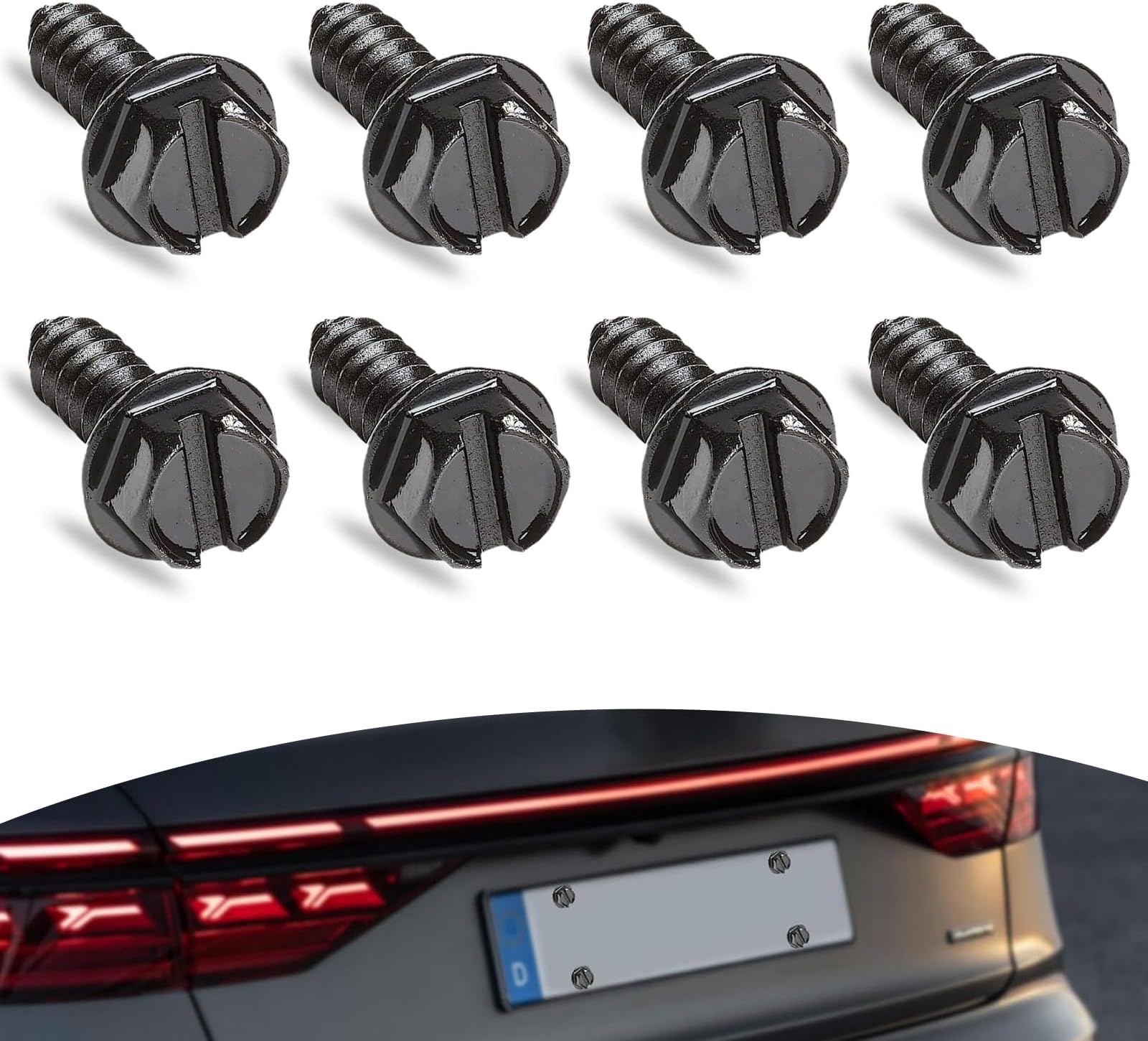 Amazon.com: License Plate Screws Insert Kit - Set of 8 Black Stainless ...