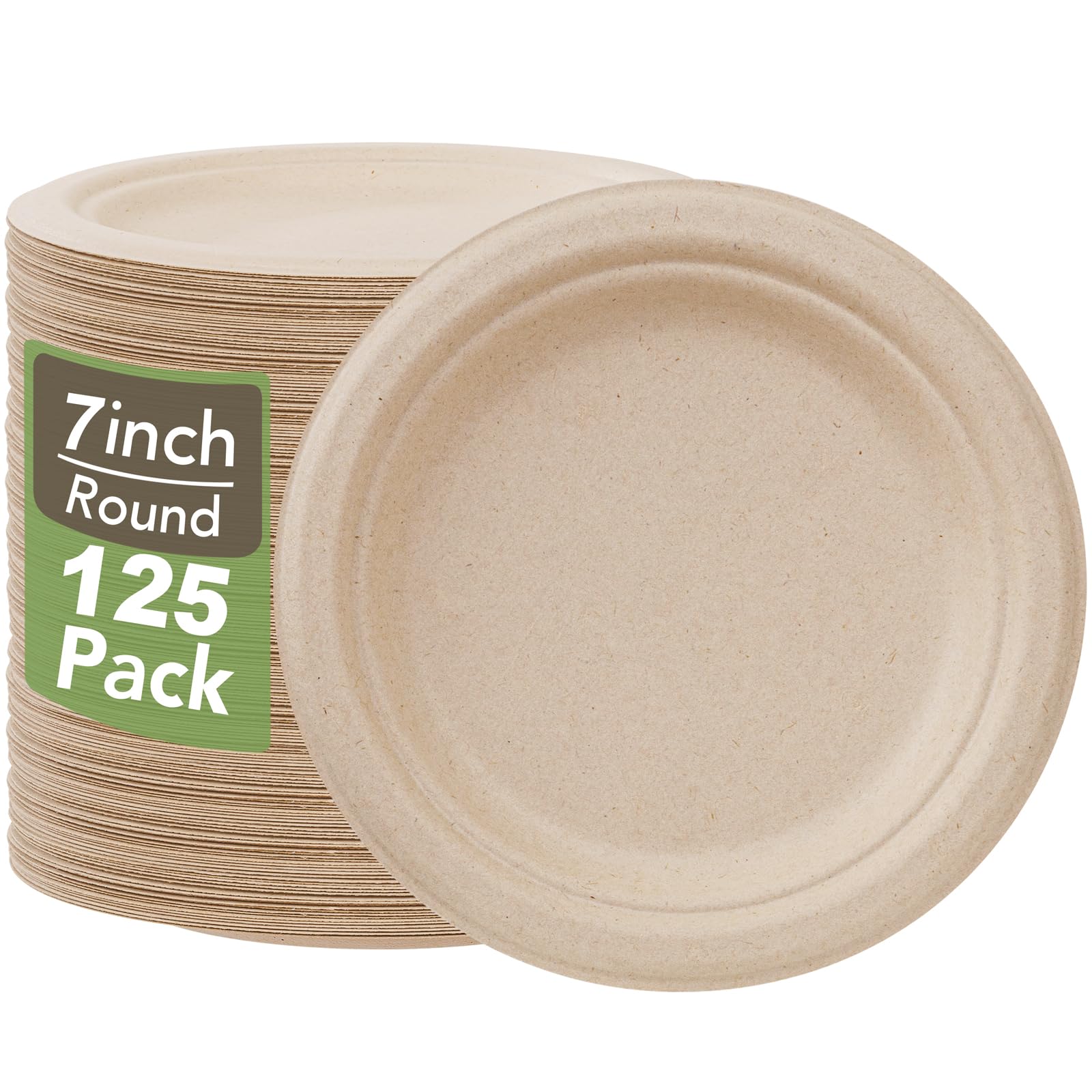 Amazon.com: WELLIFE 100% Compostable Paper Plates 7 Inch, 125-Pack ...