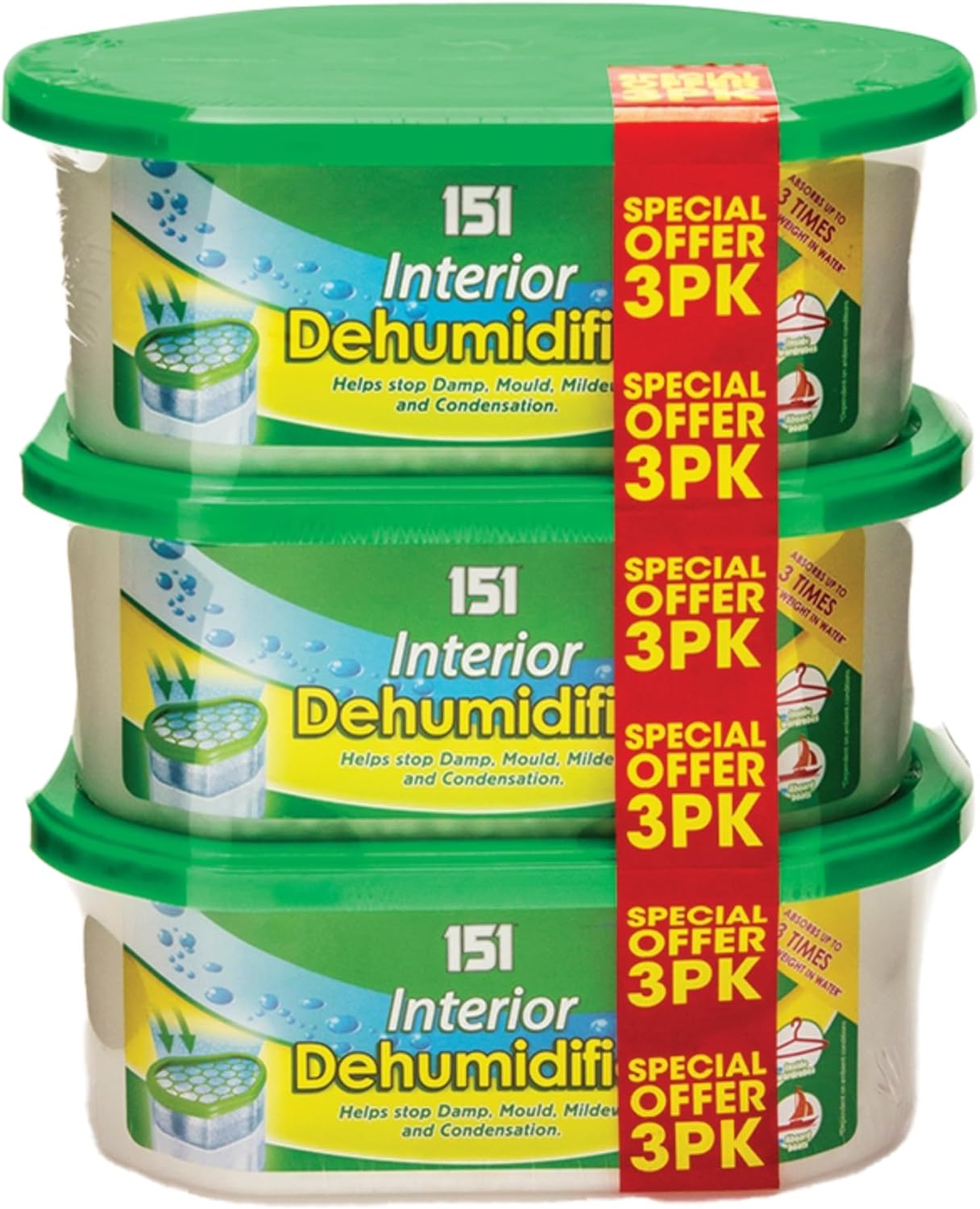 151 INTERIOR DEHUMIDIFIER 3 X 250ML PACKS FRAGRANCE FREE,3x250ml ...