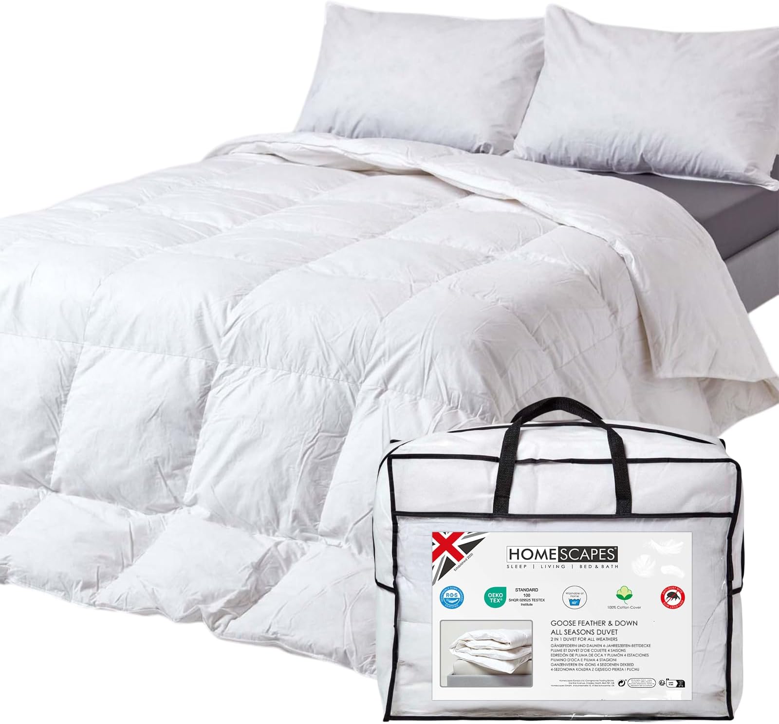 Soft & Luxury White 100% Pure Siberian Goose down Duvet Quilt (10.5 + 4 ...