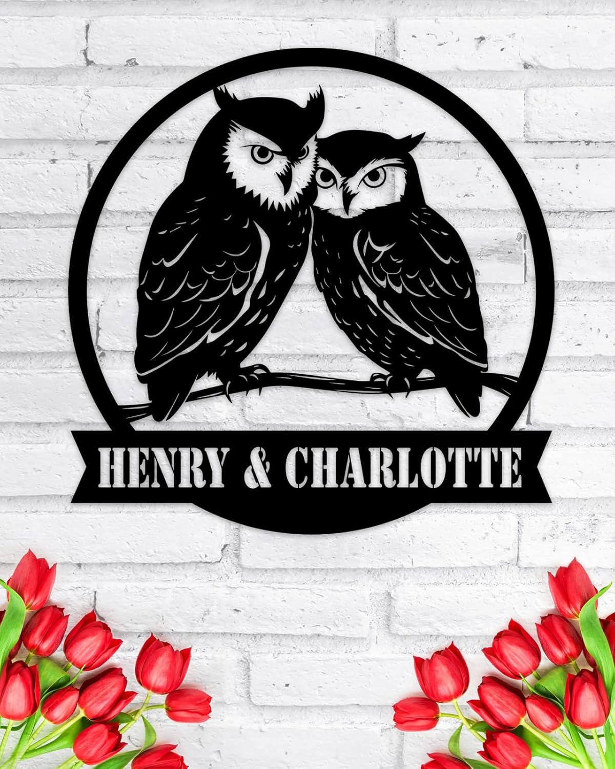 Amazon.com: Custom Owls Metal Sign,Personalized Owl Couples Metal Name ...