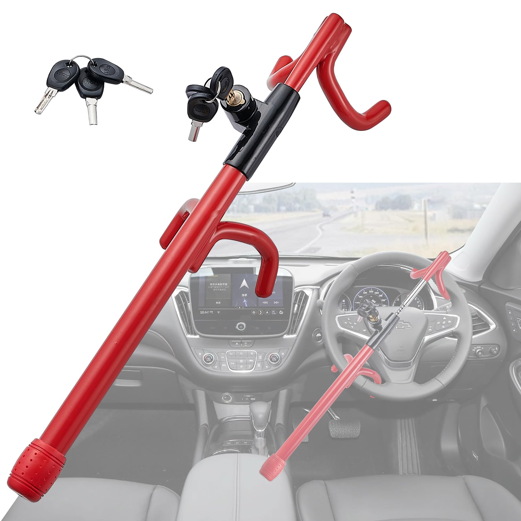 Amazon.com: iMonse Steering Wheel Lock Anti-Theft Heavy Duty Secure Car ...