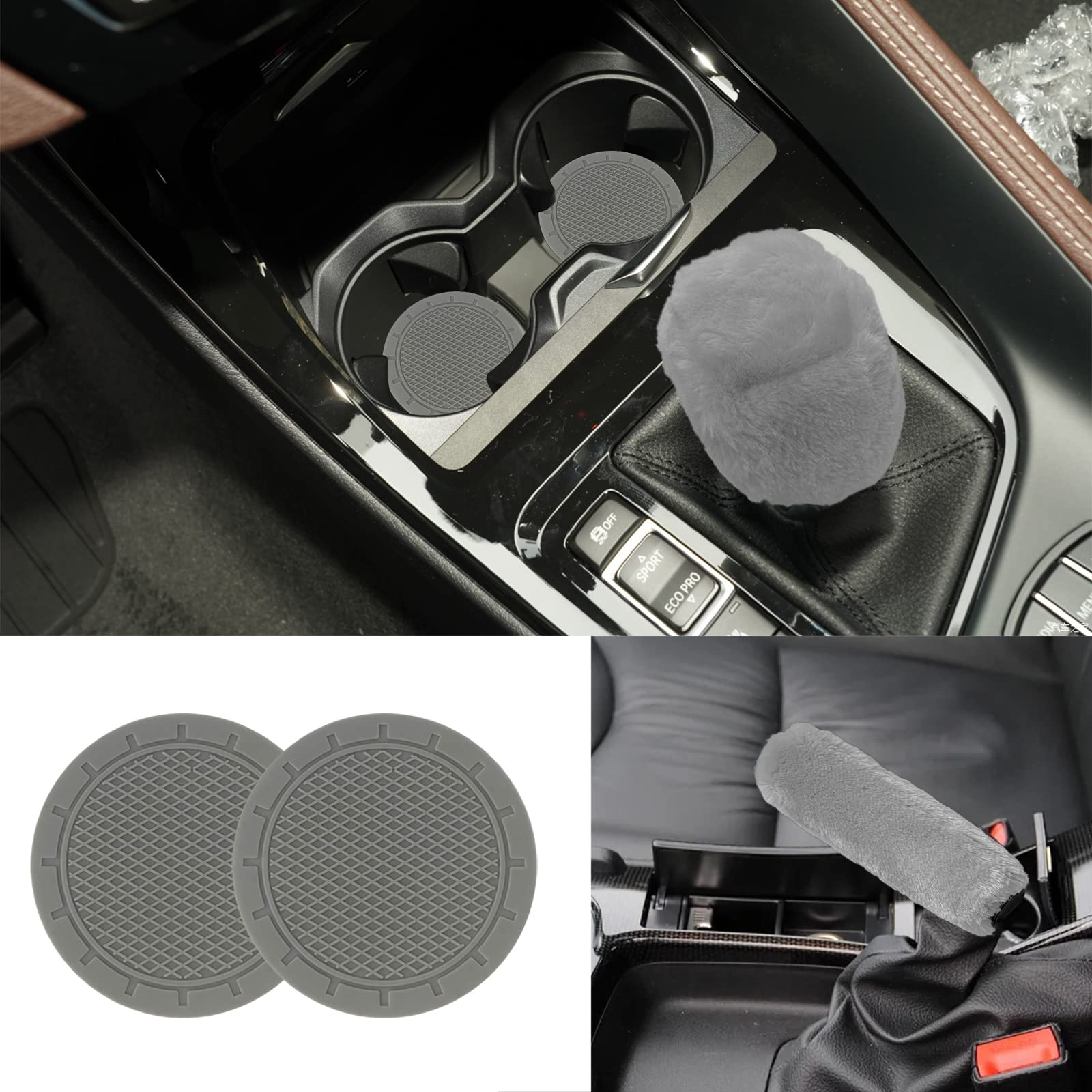 Snapklik.com : JINGSEN 9-Piece Fluffy Car Accessories Set - Soft Fleece ...