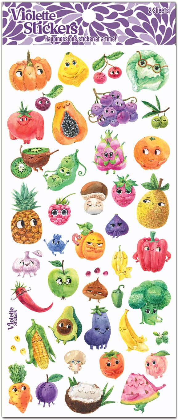 Amazon.com: Funny Produce Fruit and Vegetable Face Stickers by Violette ...