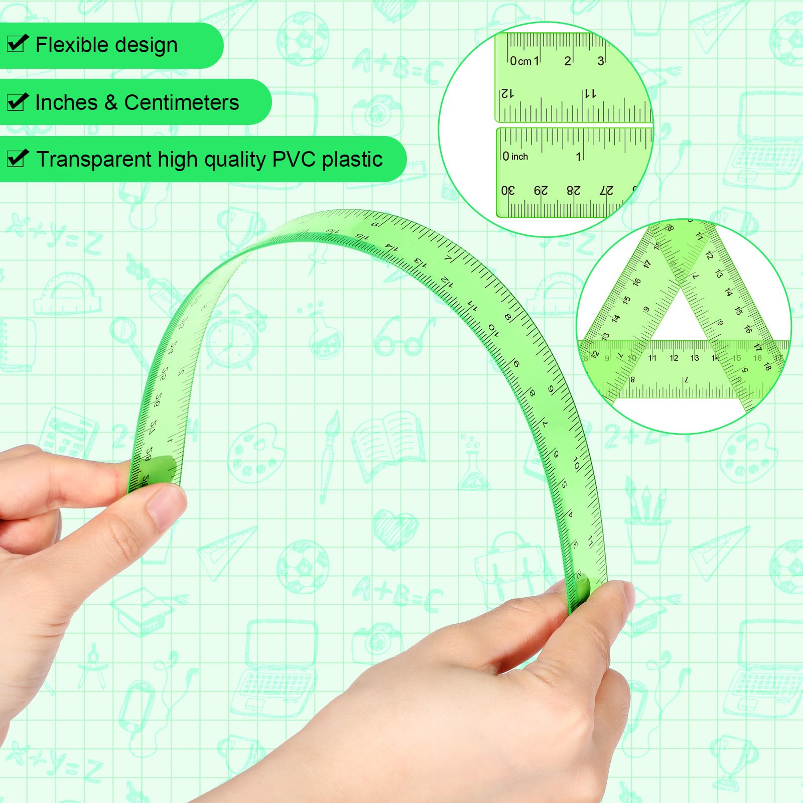 Snapklik.com : Zonon 2 Pack 12 Plastic Ruler And 6 Plastic Protractor ...