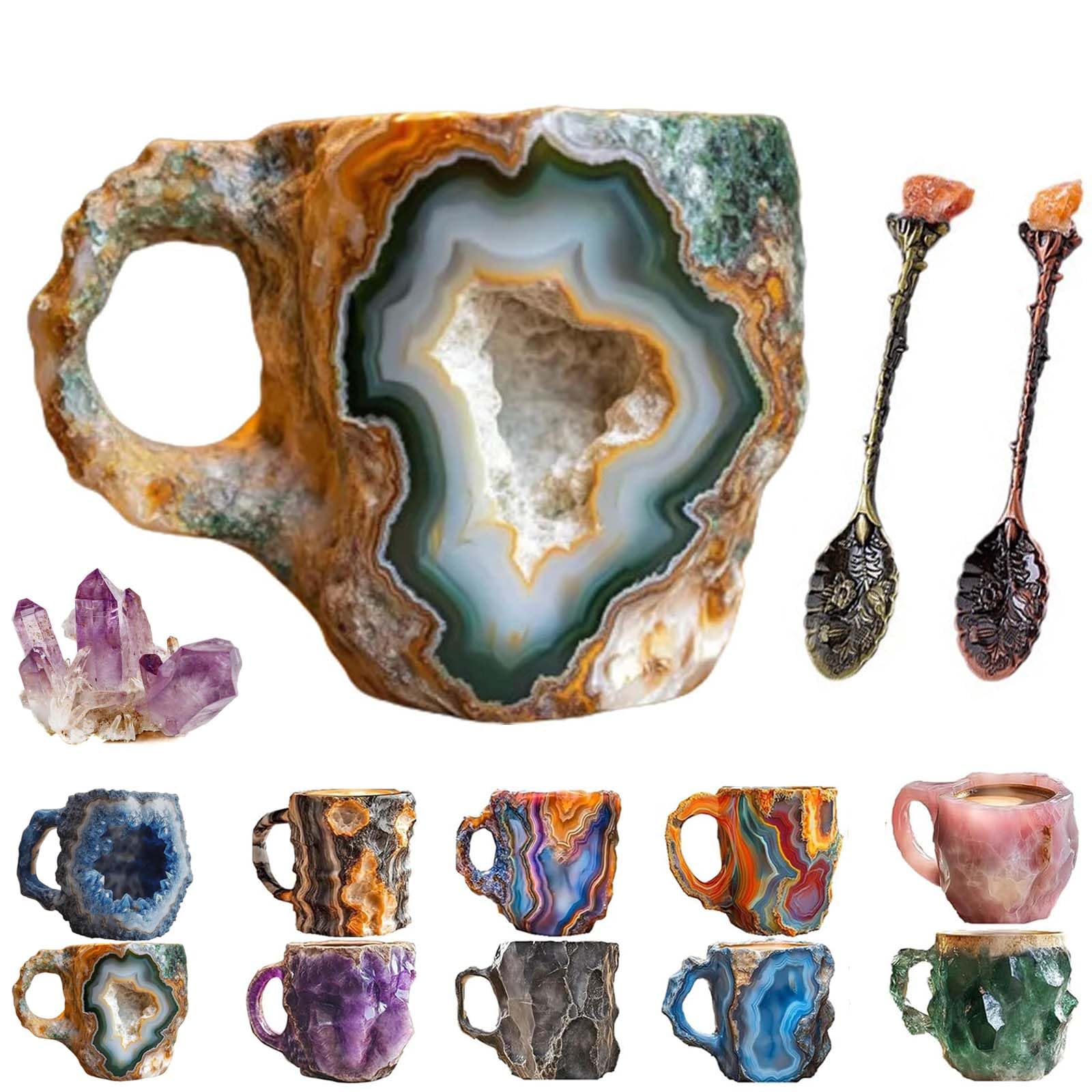 Mineral Crystal Coffee Mugs, Crystal Mineral Coffee Mugs, Colorful ...
