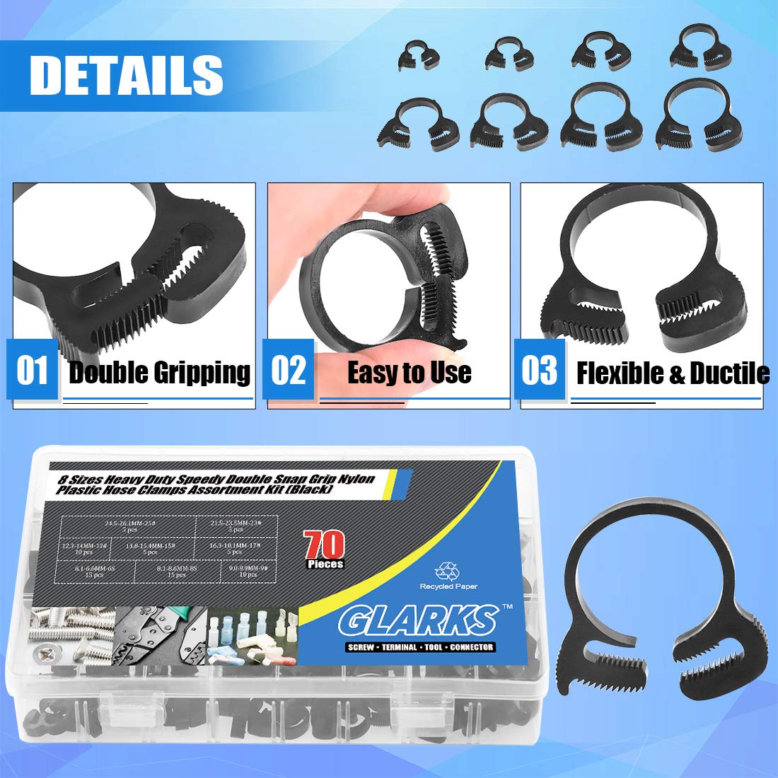 Adjustable Plastic Clamp Reef Aquarium Nylon Hose Clamps Set, 8.1-32 ...