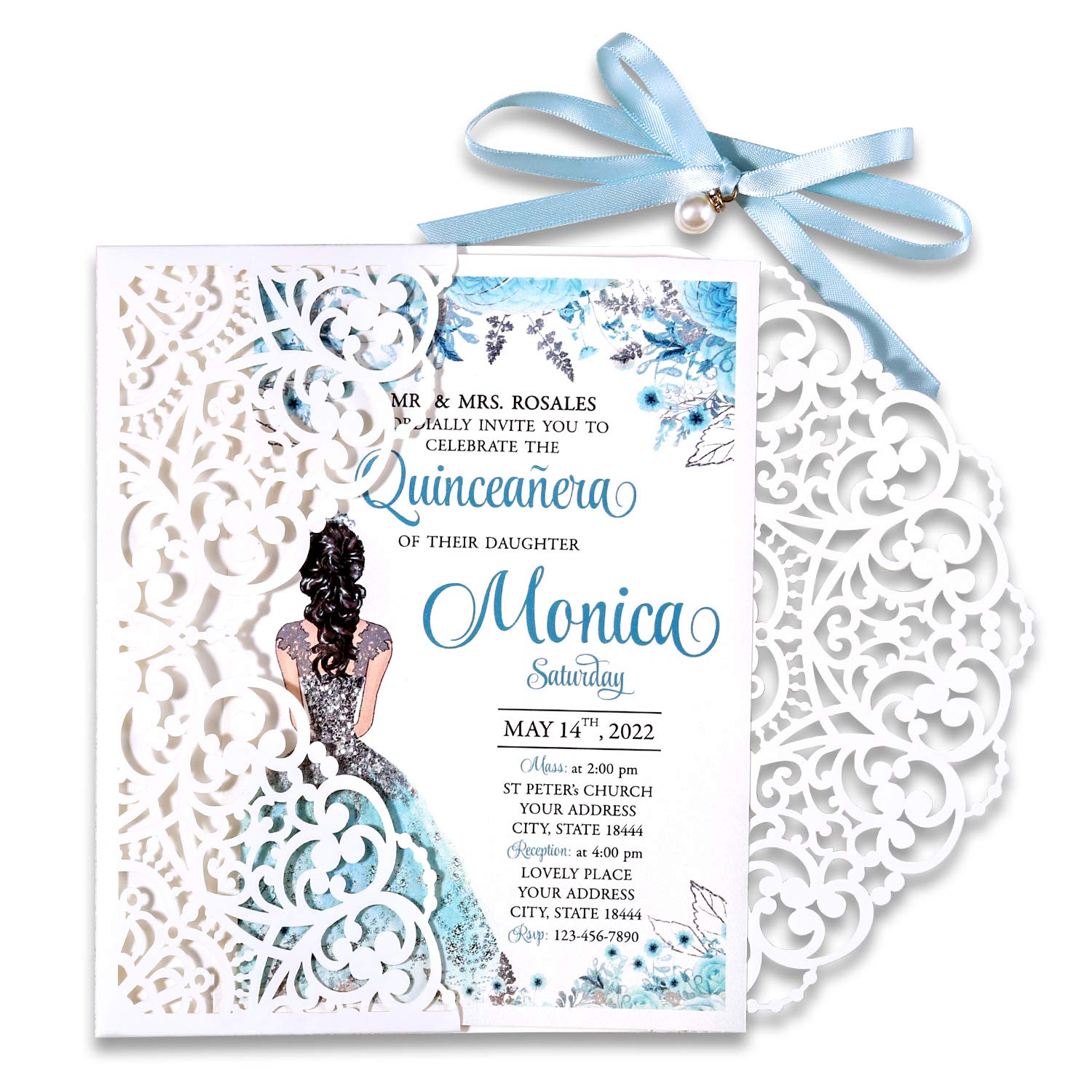 Elegant Embossed Quinceanera Invitations