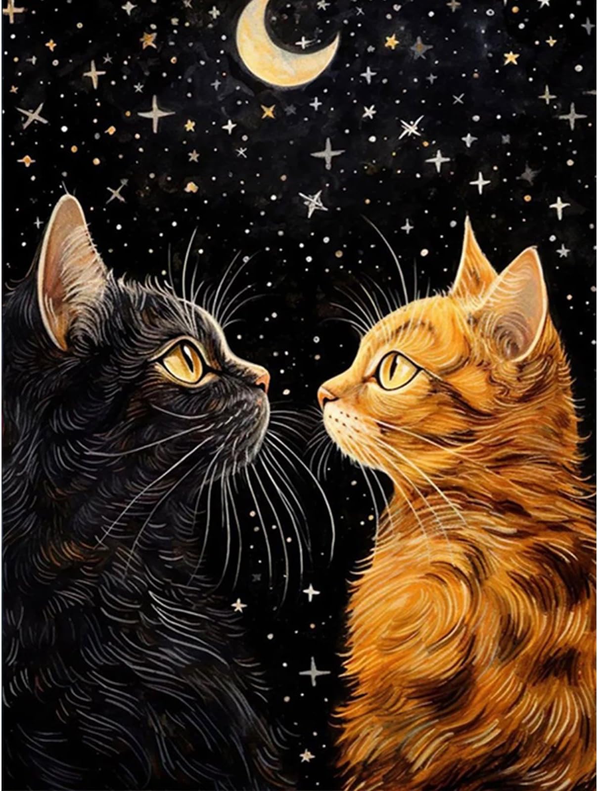 RICUVED Black Cats Diamond Painting Kits Animals for Adults, 5D DIY ...