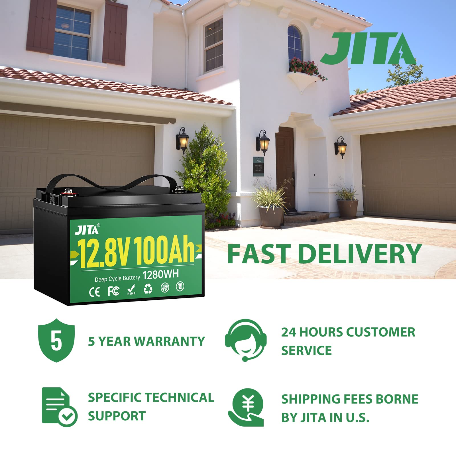 Buy JITA 12V 100Ah LiFePO4 Lithium Battery RV Deep Cycle Battery, Built ...