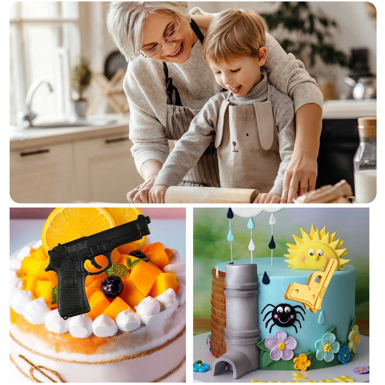 Snapklik.com : Gun Silicone Molds 3D Bullet & Pistol Shaped For Cake ...