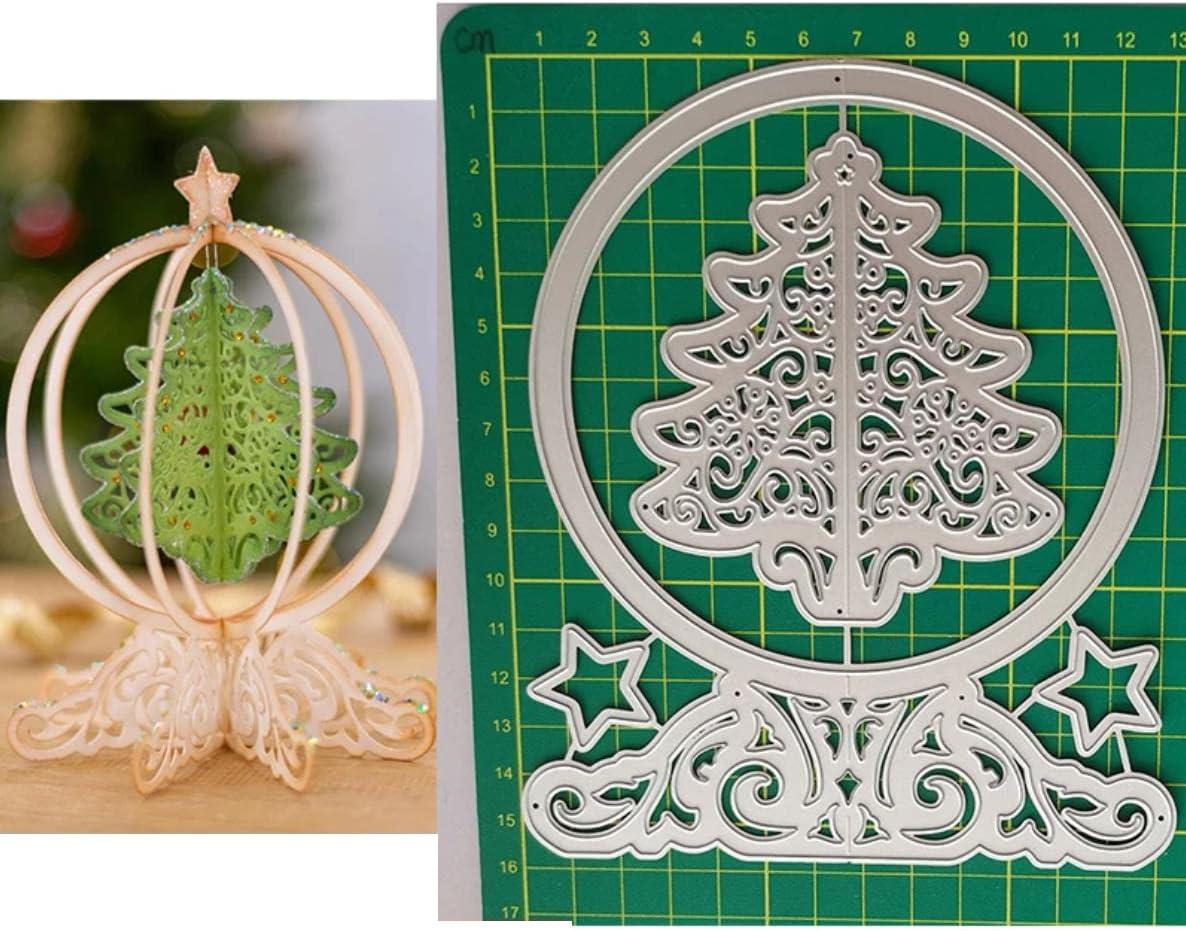 Christmas Tree Metal Die Cuts Dies Cutting, Christmas Tree Crystal Ball ...